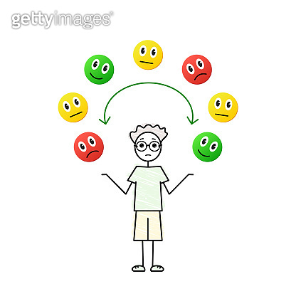 mood swings control, cute little teenage boy having a mood changing ...