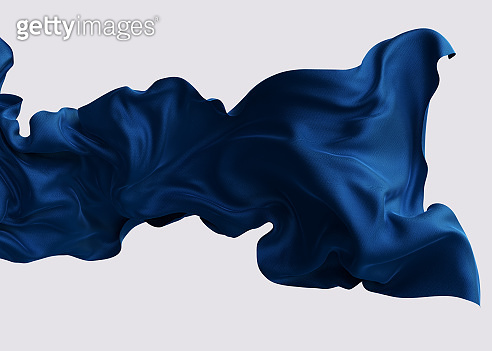 Blue dynamic Cloth silk scarf movement, floating fabric background, 3d ...