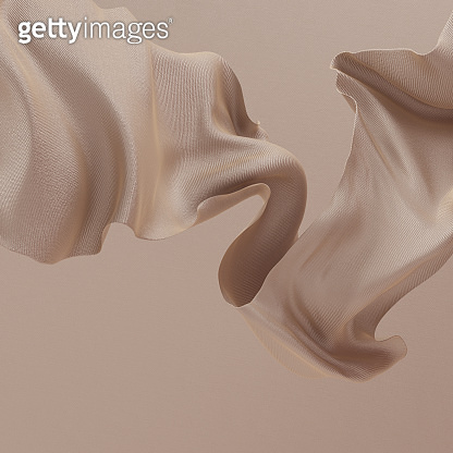 Elegant Floating beige textile in air, cloth dynamic abstract ...