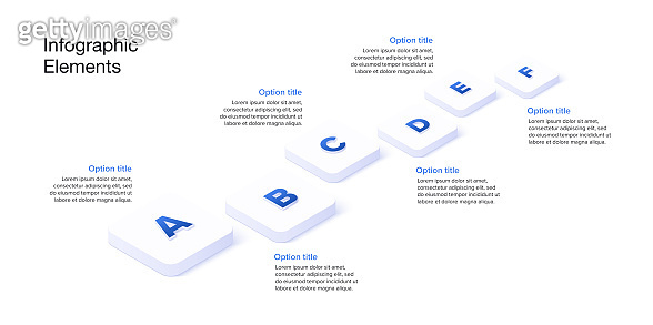 Business process chart infographics with 6 step cubes. Cubic corporate ...