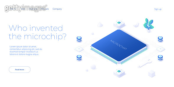 Microchip concept illustration in isometric vector design ...