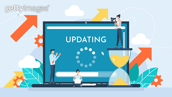 Software update or operating system. Updating progress bar. Installing ...