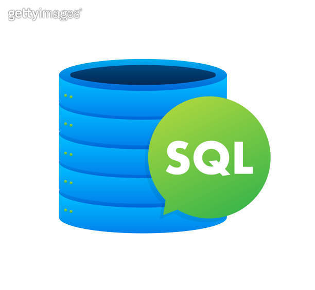 SQL - Structured Query Language icon, label. Internet Security and ...