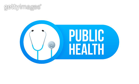 Public health. Badge with stethoscope icon. Flat vector illustration on ...
