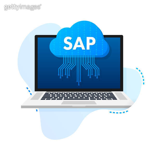 SAP Business process automation software. Cloud software. Vector stock ...