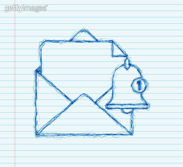 Enable reminder notification. Email notification sketch icon. Message ...