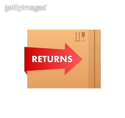 Returns box, great design for any purposes. Vector concept. Courier ...