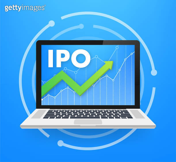 Vector IPO (initial public offering) concept in flat style - investment and strategy icons ...