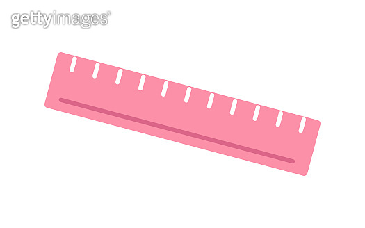 Vector pink ruler. Cute school ruler - measurement scale tool. Back to ...