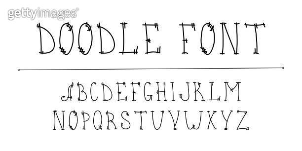 Font doodle caligraphy typeset. Hand drawn lettering ink scribble set ...