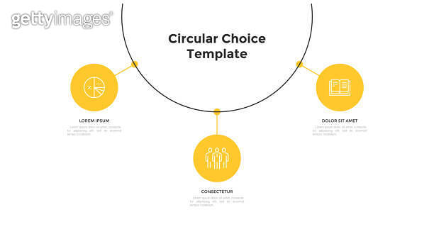 Diagram with three round elements connected to main circle. Concept of ...