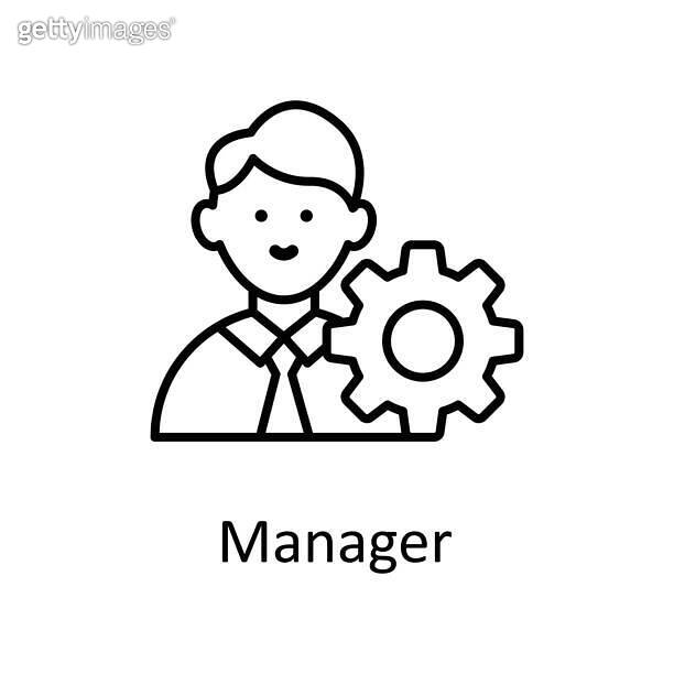 Manager vector Outline Icon Design illustration. Project Managements ...