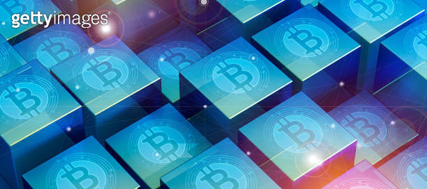 Bitcoin Logo on Cube Background 이미지 (1400303190) - 게티이미지뱅크