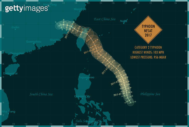 Typhoon Nesat 2017 Track Philippine Sea Infographic (1364725977) - 게티이미지뱅크