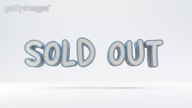 sold out 3d text gray and blue in background gray 3d illustration ...