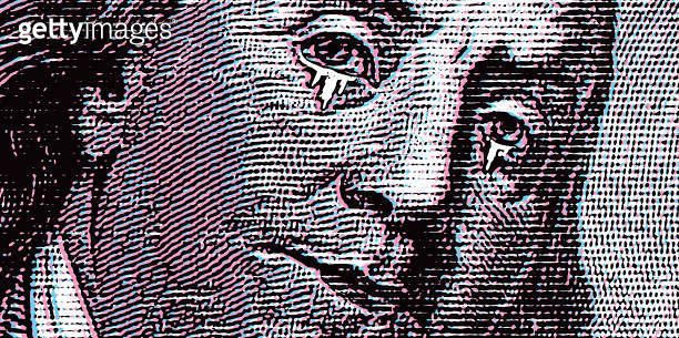 Benjamin Franklin Face Crying with Glitch Technique 이미지 (1437591564 ...