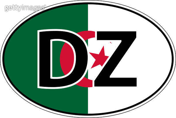 Algeria DZ flag label sticker on car, international license plate 이미지 ...
