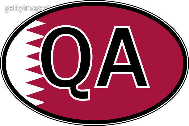 Qatar QA flag label sticker on car, international license plate ...