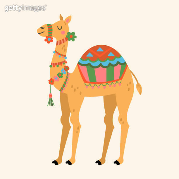 Cute decorated camel character design. Childish print for cards ...