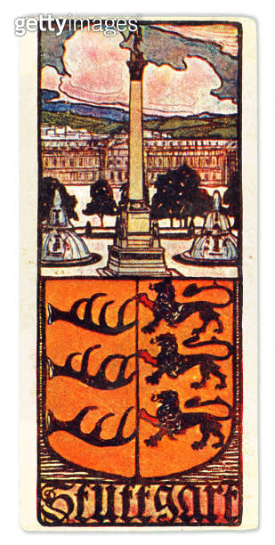 Stuttgart Germany with badge Art nouveau illustration 1899 이미지 ...