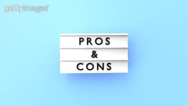Pros and Cons Text is Displaying on a Lightbox on Blue Background 이미지 ...