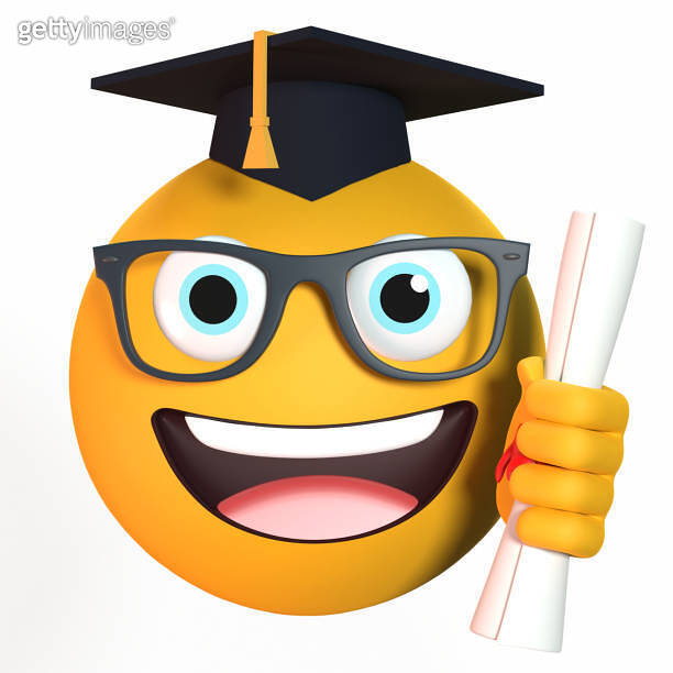 Back to School Emoji Concept with Student Showing His Graduation ...