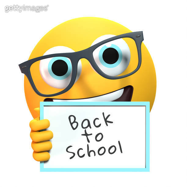 Back to School Emoji Concept with Student Holding a Back to Shool ...