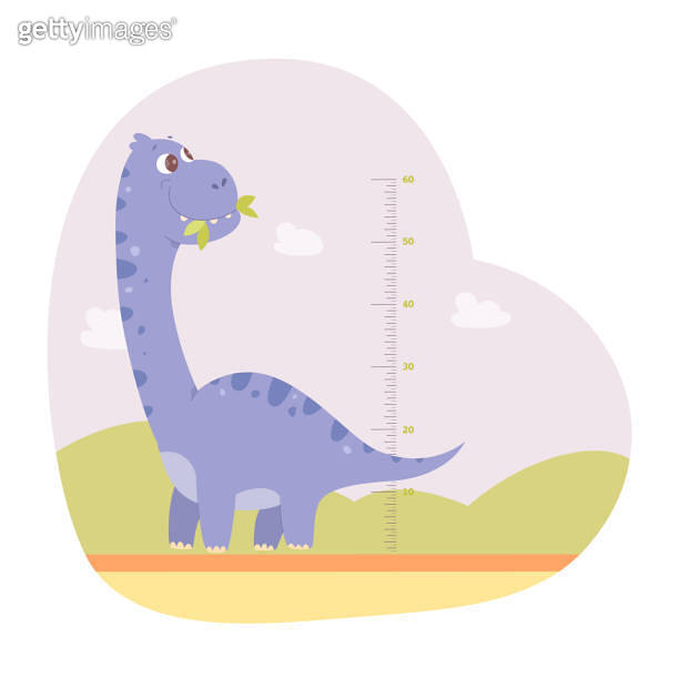 Height measuring scale for kids with cute dino vector illustration ...