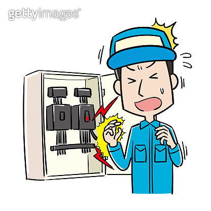 Male worker who gets an electric shock during work (1390441780) 일러스트 ...