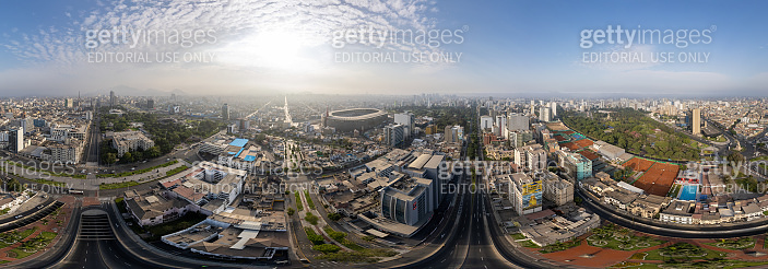 Aerial view of Avenida Arequipa and Avenida 28 de Julio in Lima, Peru ...