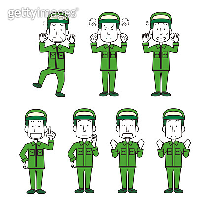 Worker male facial expression pose set 3 이미지 (1383848762) - 게티이미지뱅크