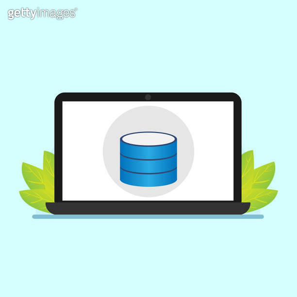 Laptop computer big data storage illustration design over a white ...