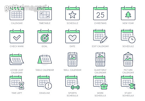 Calendar line icons. Vector illustration include icon - hourglass ...