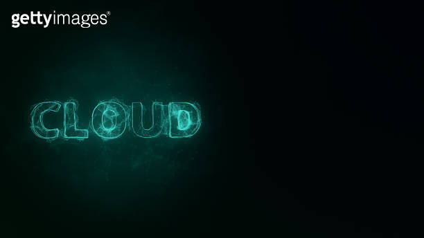 Cloud title with plexus effect. Connected lines with dots. Lines title ...