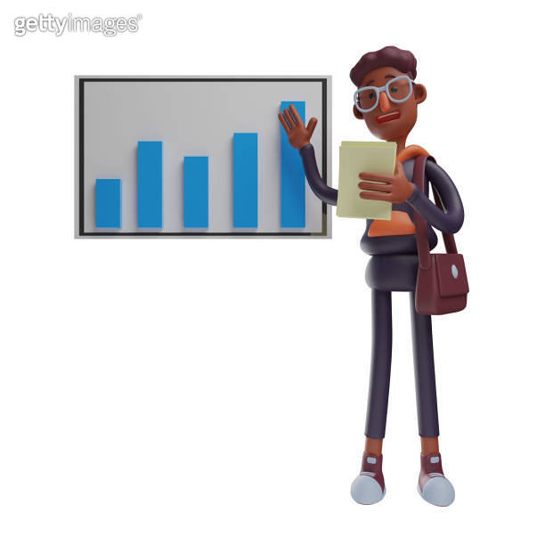 3D Student Cartoon Character explaining a table chart 이미지 (1390412663 ...