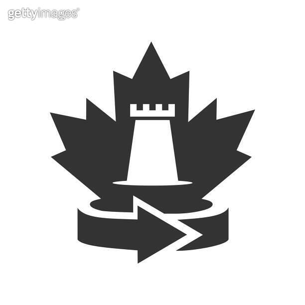 Maple Castle symbol design. Canadian Red Maple leaf with Castle Concept ...