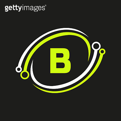 Initial Letter B Technology Logo Combine with Technology Cable Vector ...