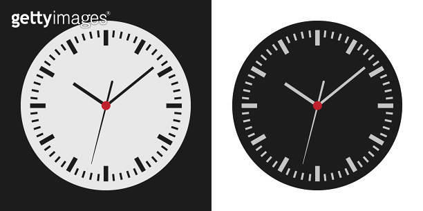 Flat design collection of light and dark clock face illustrations ...