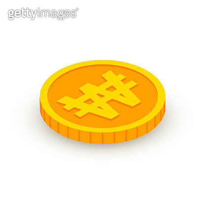 Isometric gold coin icon with Korean Won sign. 3d KRW Cash, currency of ...
