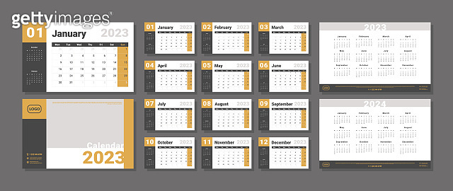 Set of 2023-2024 Calendar Planner Template, and cover with Place for ...
