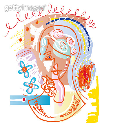 One line drawing of hush sign with abstract background. 이미지 (1368218695 ...