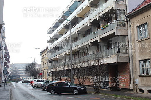 Working class apartment buildings in the main center of touristy ...