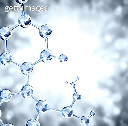 Square backdrop with model of abstract molecular structure. Background ...