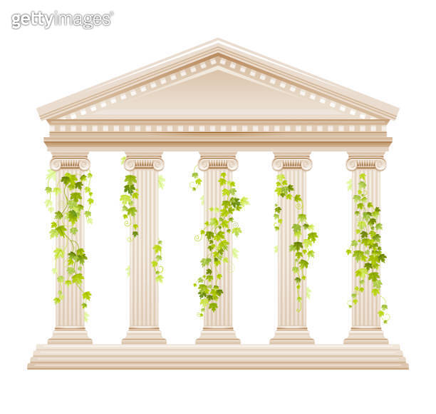 Vector ivy column. Greek marble architecture pillar set with green ivy ...