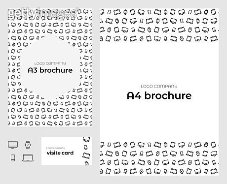 Template of A4 document, A3 brochures, business cards and icons for an ...