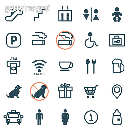 Simple facility information display icon set. 이미지 (1409644680) - 게티이미지뱅크