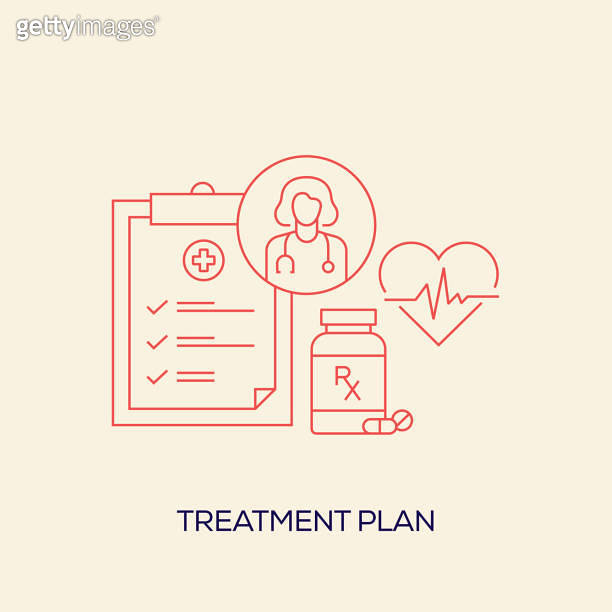 Treatment Plan Related Design with Line Icons. Simple Outline Symbol ...