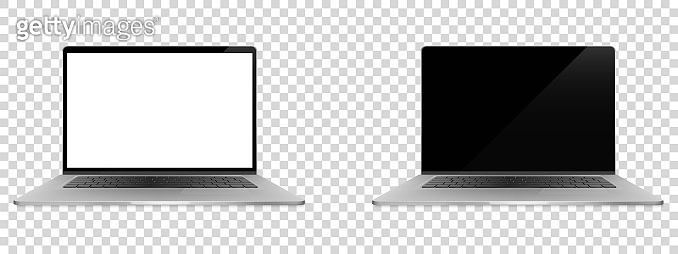 Laptop a rectangular screen for inserting images, isolated on white ...