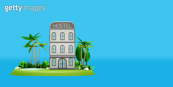 Hostel building on gradient background. (1430289936) 일러스트, 무료 일러스트, 아이콘 ...