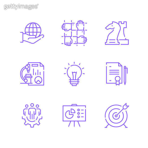 Set Of Business Related Line Icons Outline Symbol Collection Editable